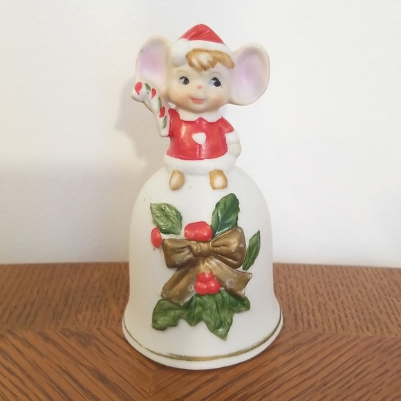 Holiday | Vintage Christmas Mouse Holding Candy Cane Ceramic Bell 45h ...